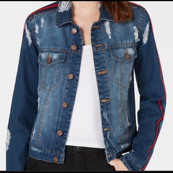 Almost Famous | Jackets & Coats | Almost Famous Denim Distressed Red ...